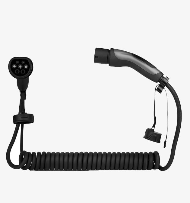 5m Coiled Type 2 EV Cable – 7.4kW Single-Phase | EV-Cables
